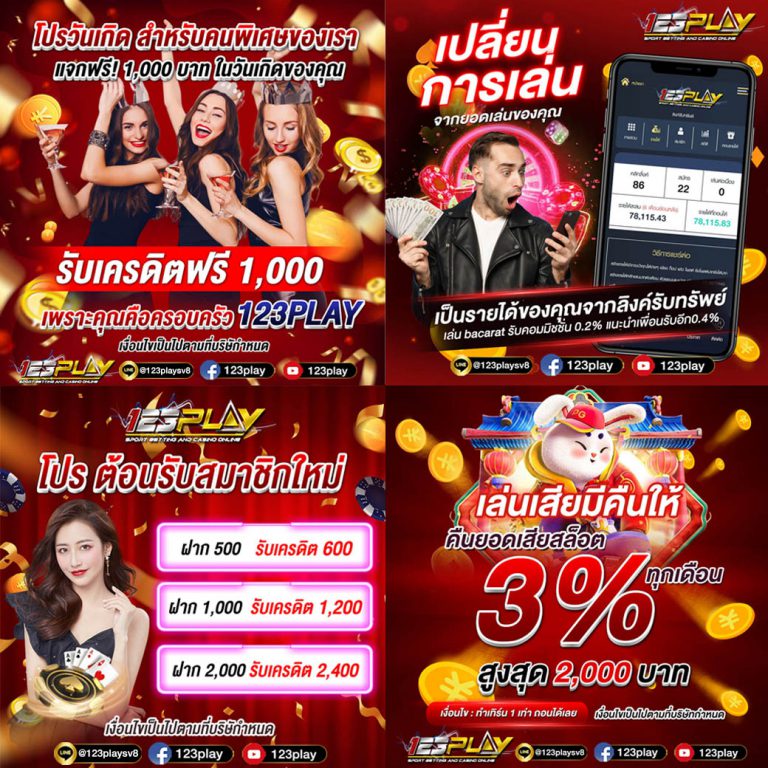 123play สมาชิกใหม่ฝาก 500 ฟรี 600